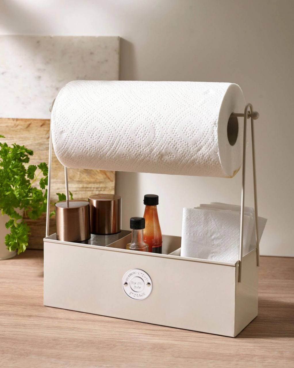 Cream Multi-Use Caddy and Kitchen Roll Holder – HÉAS